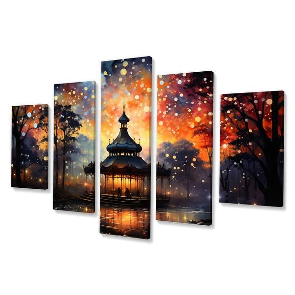 Designart "Carousel Pointillism Dot" Architecture Multipanel Wall Art Living Room set - Bed Bath ...